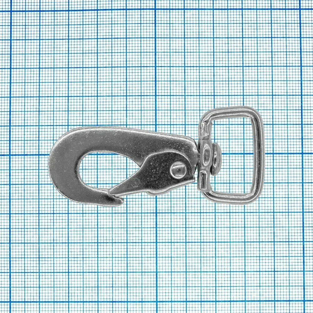 Карабин стальной с вертлюгом вырубной для поводка собаки средних и крупных пород, Zoo One, сталь, покрытие цинк, размер 25х75мм, 625S-1-ZP