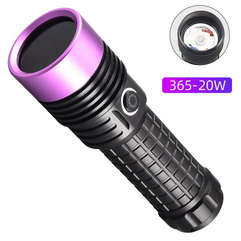 20Вт 365нм УФ фонарик с 4-светодиодной системой, белая упаковка, без батареи, для проверки подделок