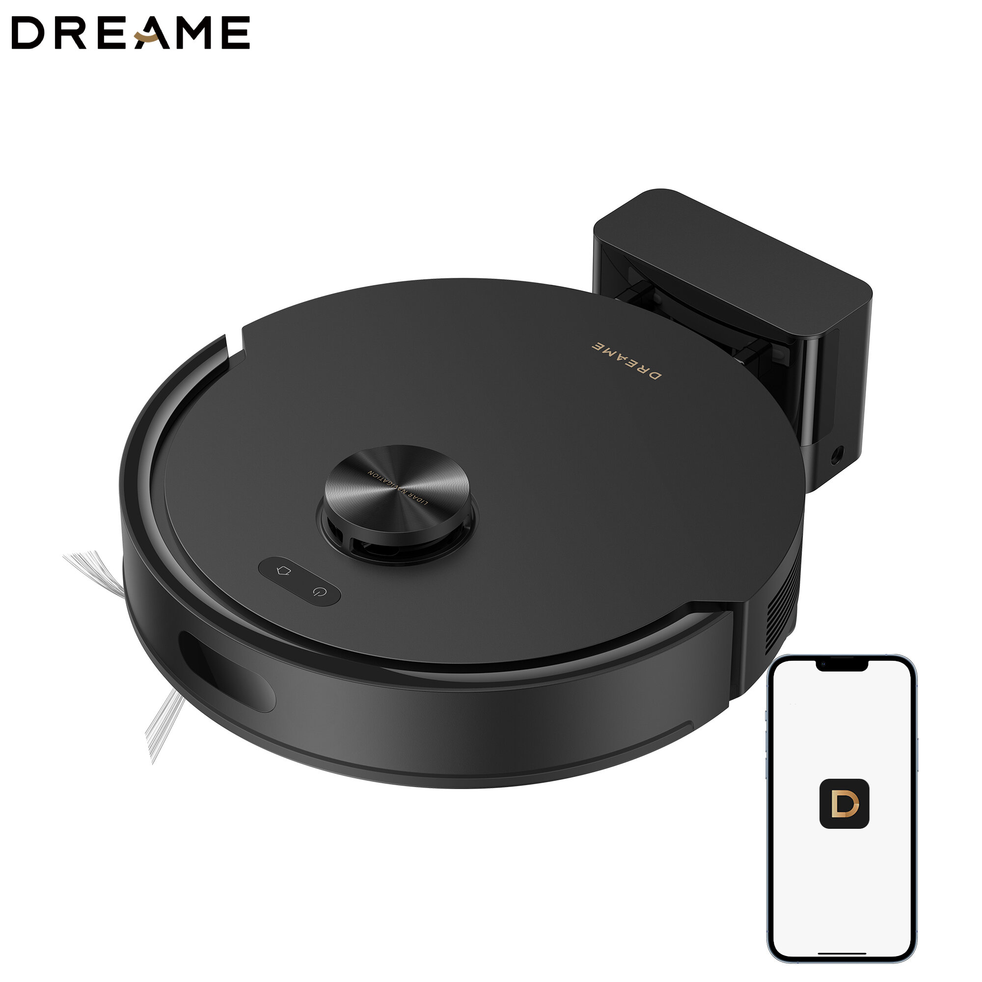 Dreame F20 — черный робот-пылесос 2-в-1, 18 000 Па, умная навигация и App-управление