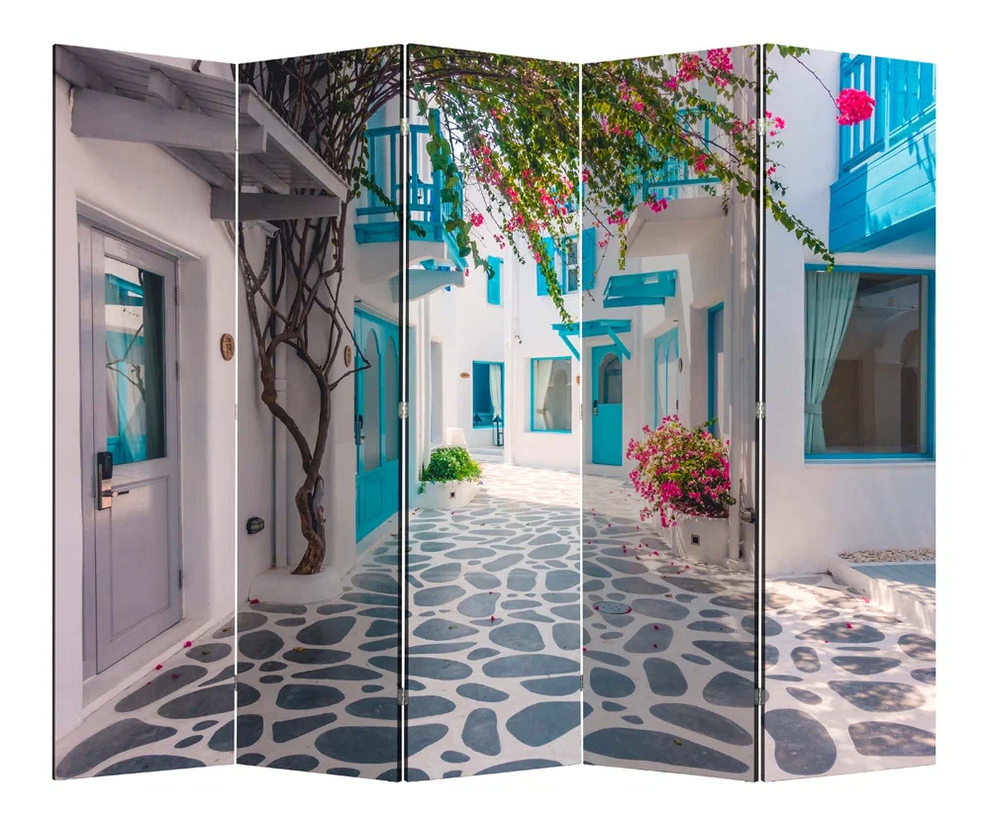 ПВХ ширма перегородка для зонирования Миконос - 5, размер 177х235/47 см