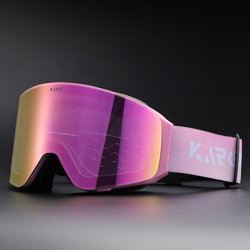 2026KAROS Складные лыжные очки, большой цилиндр, двойной слой, противотуманные очки для сноуборда и лыж, закаленные HD, удобные