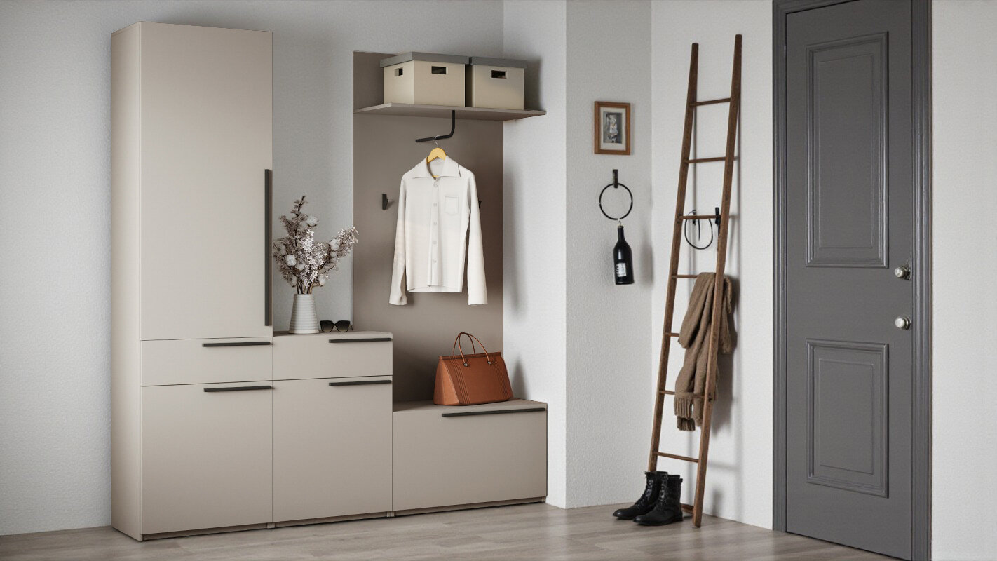 Прихожая Лорена Пакс-2 Кашемир 5981 BS NEW 200x40x200 см, бежевый Фиеста