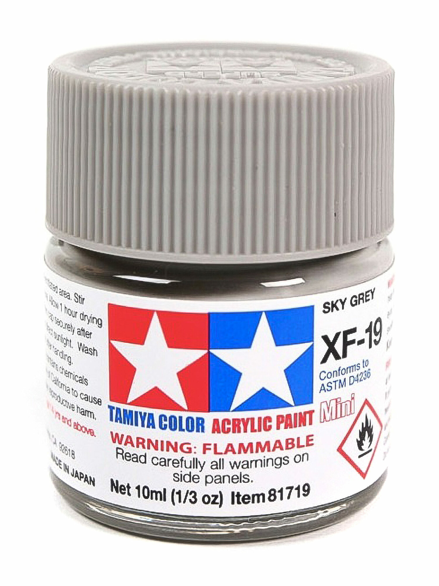 Краска акриловая Tamiya Color XF-19 Sky Grey 81719 небесная серая матовая, 10 мл