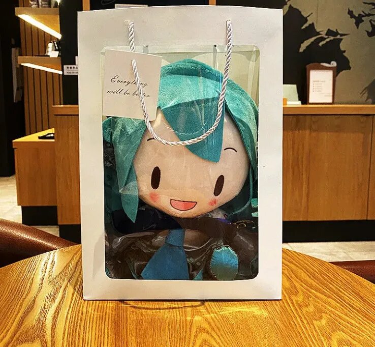 Мягкая игрушка Hatsune Miku, 32 см, зеленый, велюр искусственный, Китай — фото 1