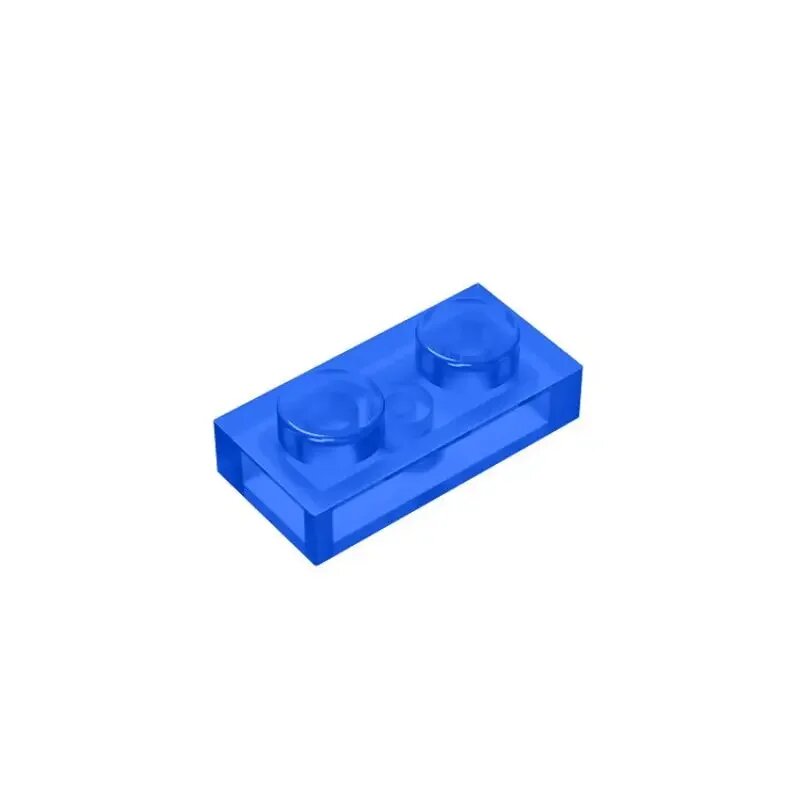 Лего 1x2 пластина синяя (43-trans blue)
