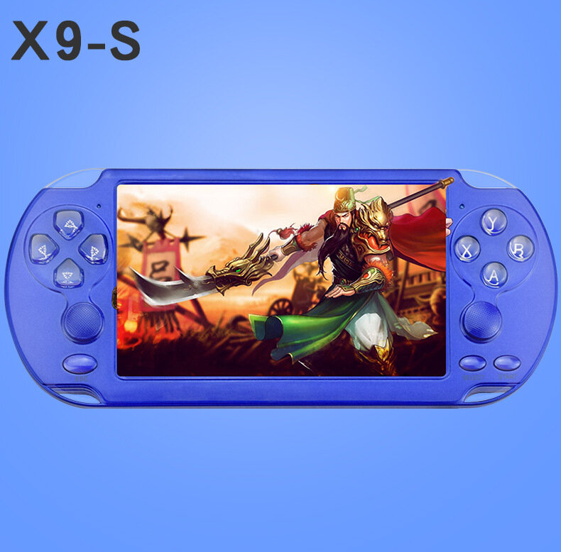 Ретро 5,1-дюймовая игровая консоль X9-S с двойными джойстиками и 128-битным процессором, синий цвет для игр в стиле PSP