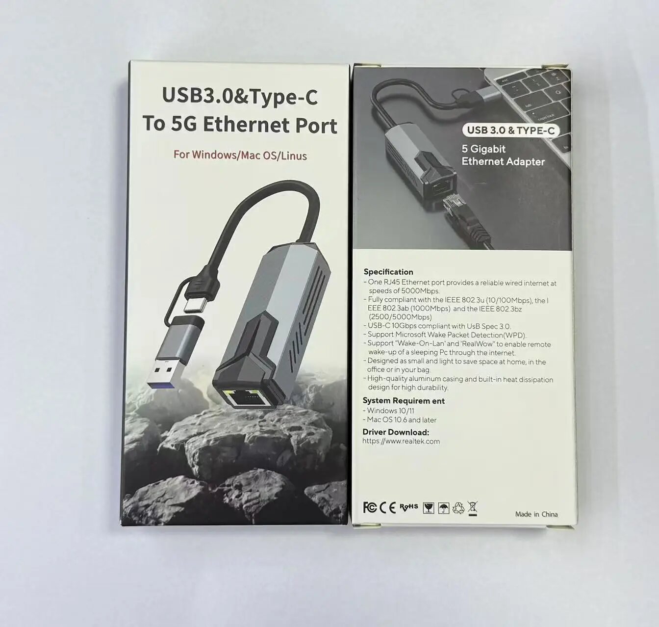 Сетевая карта 2500/5000 Мбит/с, высокоскоростной проводной адаптер 2,5G/5Gbps, USB3.0 Type-C в RJ45, Ethernet-конвертер для ноутбуков MacBook, ПК