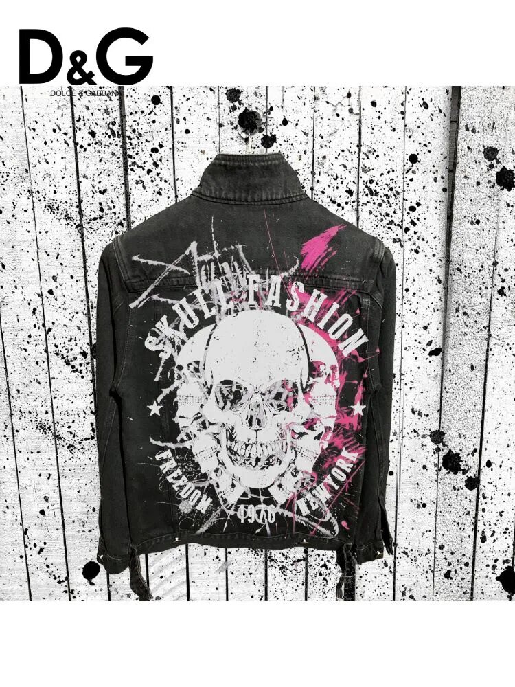 Куртка Dolce&Gabbana Мужская джинсовая куртка в стиле ретро-панк-Свободный крой, винтажный дизайн, премиум качество