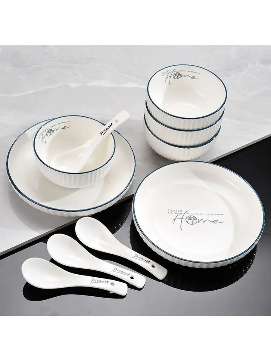 Набор посуды Пикассо Голубь мира, фарфор, 12 пр.