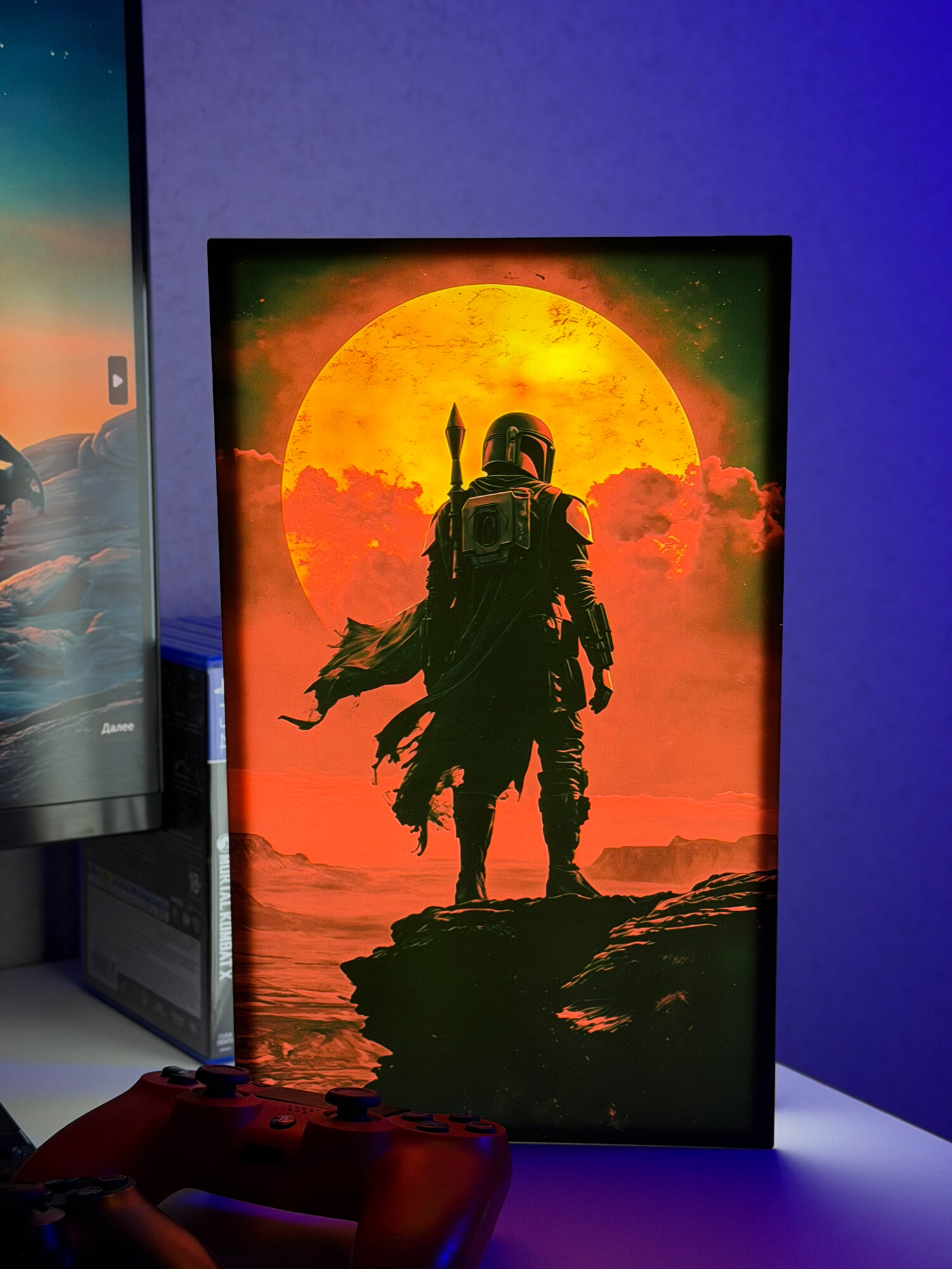 Светильник SolovevStore "Звёздные войны: Мандалорец", акрил, LED, белый, 20х33 см