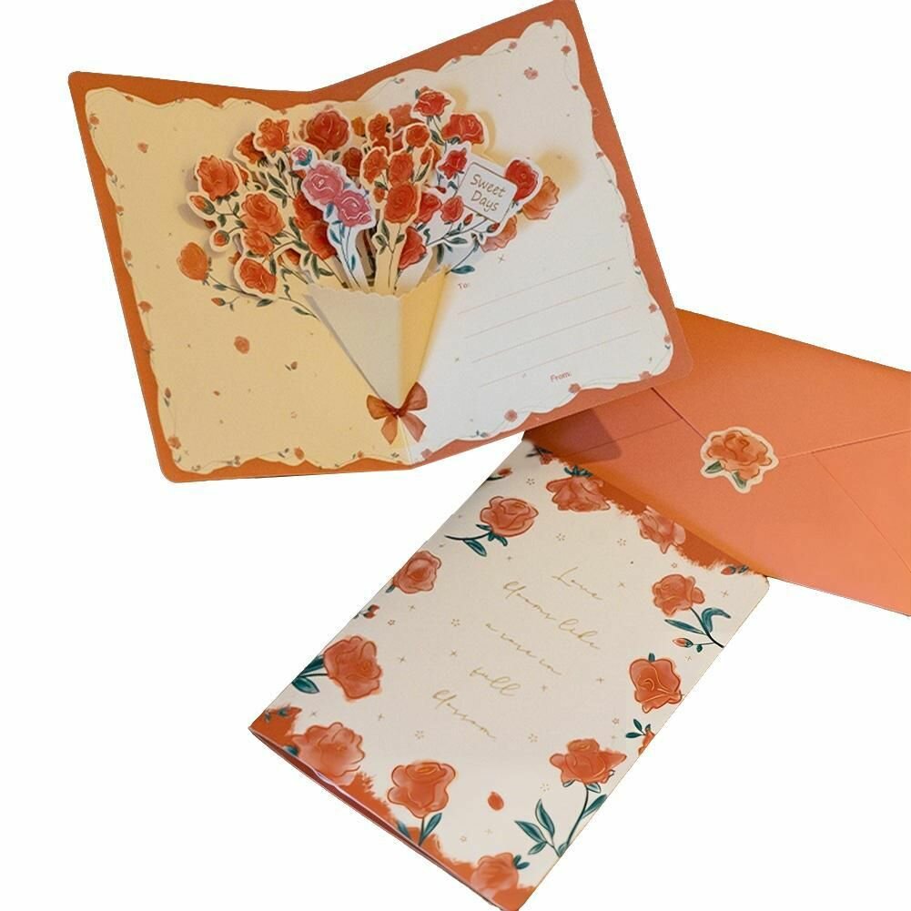 Поздравительная открытка с букетом, 3D-открытка, подарок на День матери