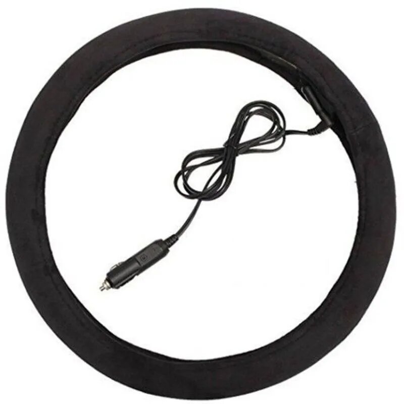 Оплетка на руль с подогревом, диаметр 38 см, черная замша