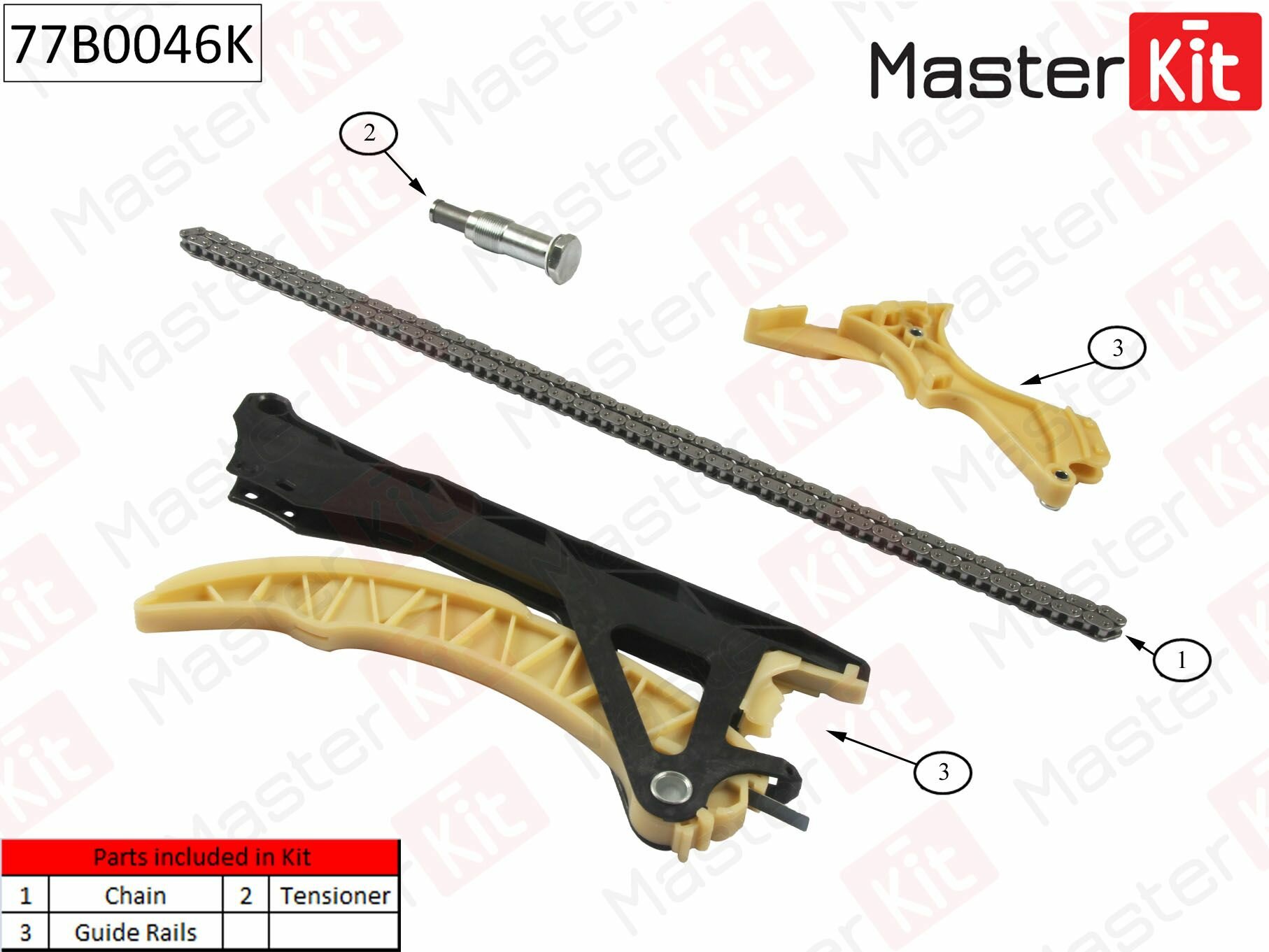 Комплект цепи ГРМ BMW E46/E87/E92 N42B18-B20 01-07 без звездочек MasterKit 77B0046K