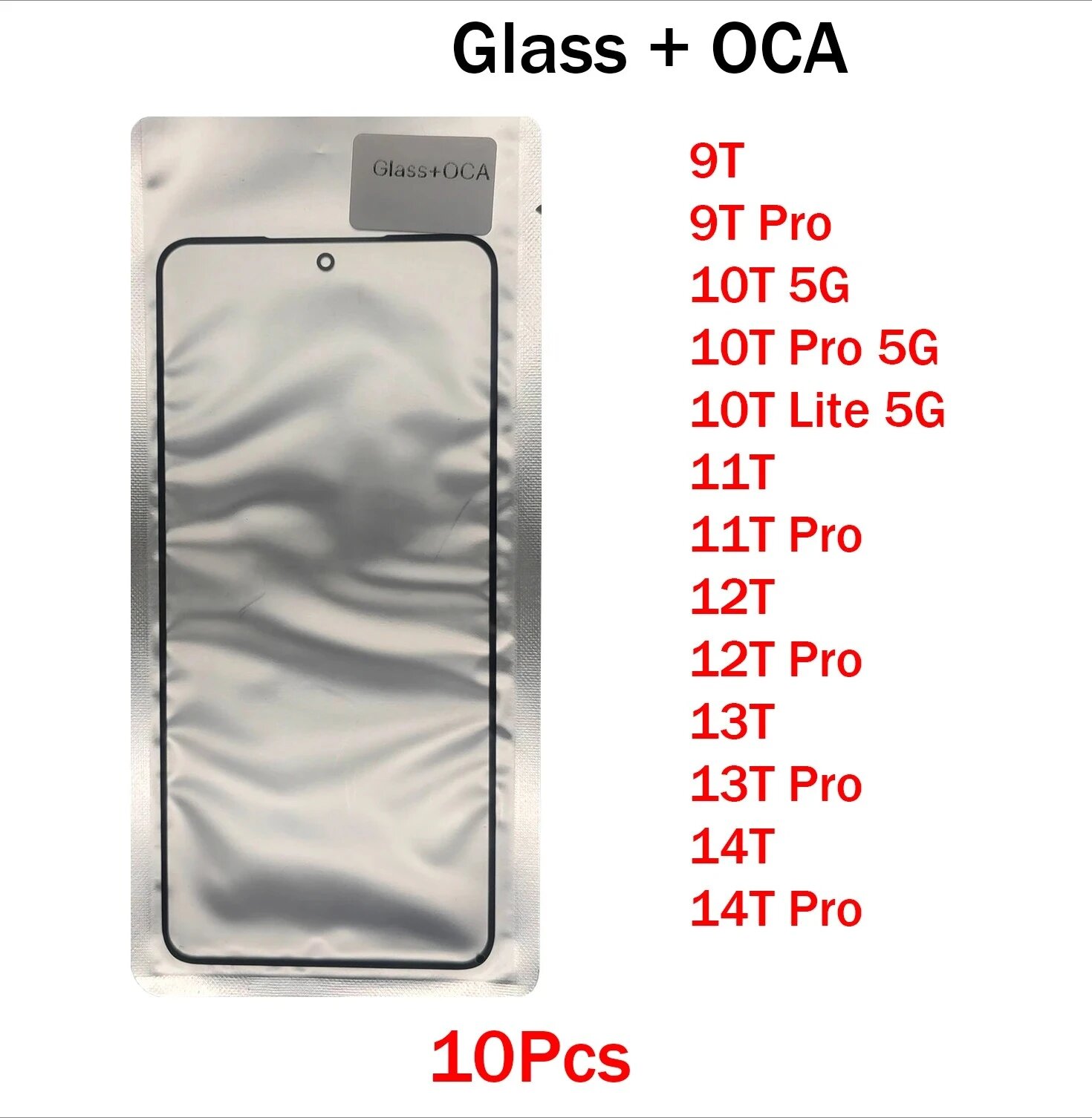 10 шт. для Xiaomi 9T 10T 11T 12T 13T 14T Pro Lite сенсорный экран внешнее переднее стекло + OCA 14T