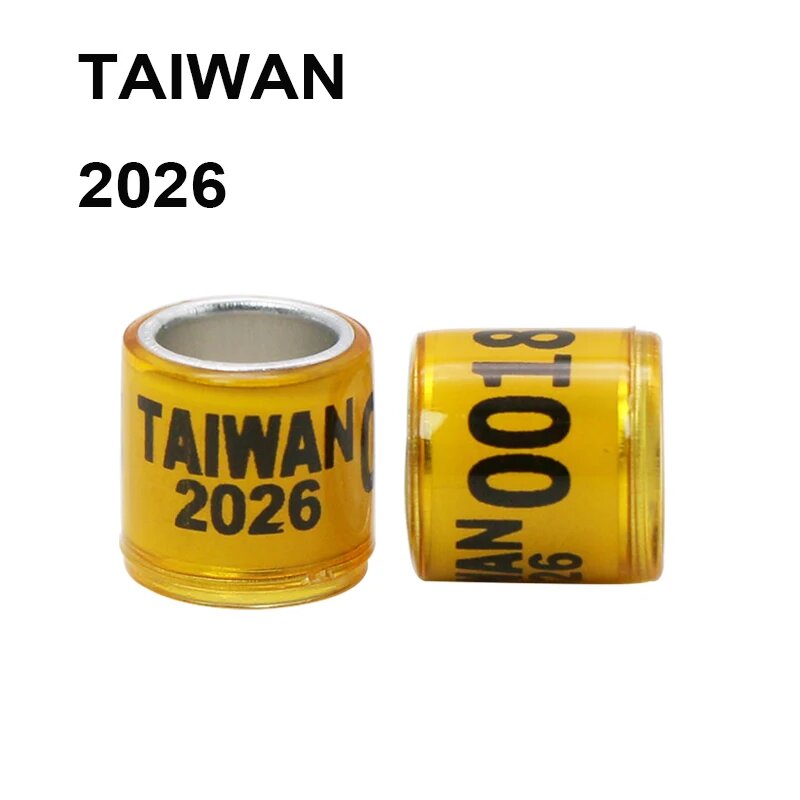 Кольца для ног голубей Aluminum Plastic 200 шт Желтый, TAIWAN 2026