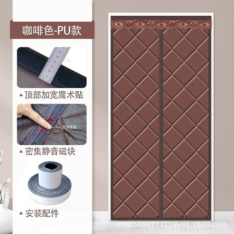 Хлопковая дверная занавеска, ветроустойчивая, холодостойкая, утолщенная зимняя дверная занавеска с видимым окном, магнитная, без сверления, для дома, теплая оконная занавеска