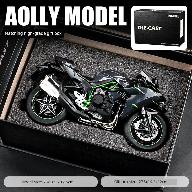 Премиум подарочный набор: улучшенная тяжелая модель мотоцикла Kawasaki H2 с подарочной коробкой, без звука