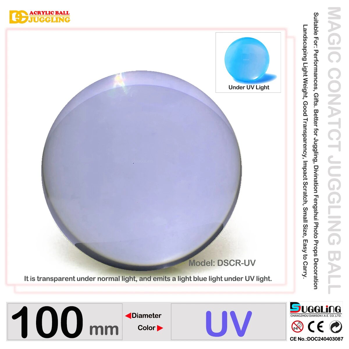 Акриловый жонглерский шар 100mm UV