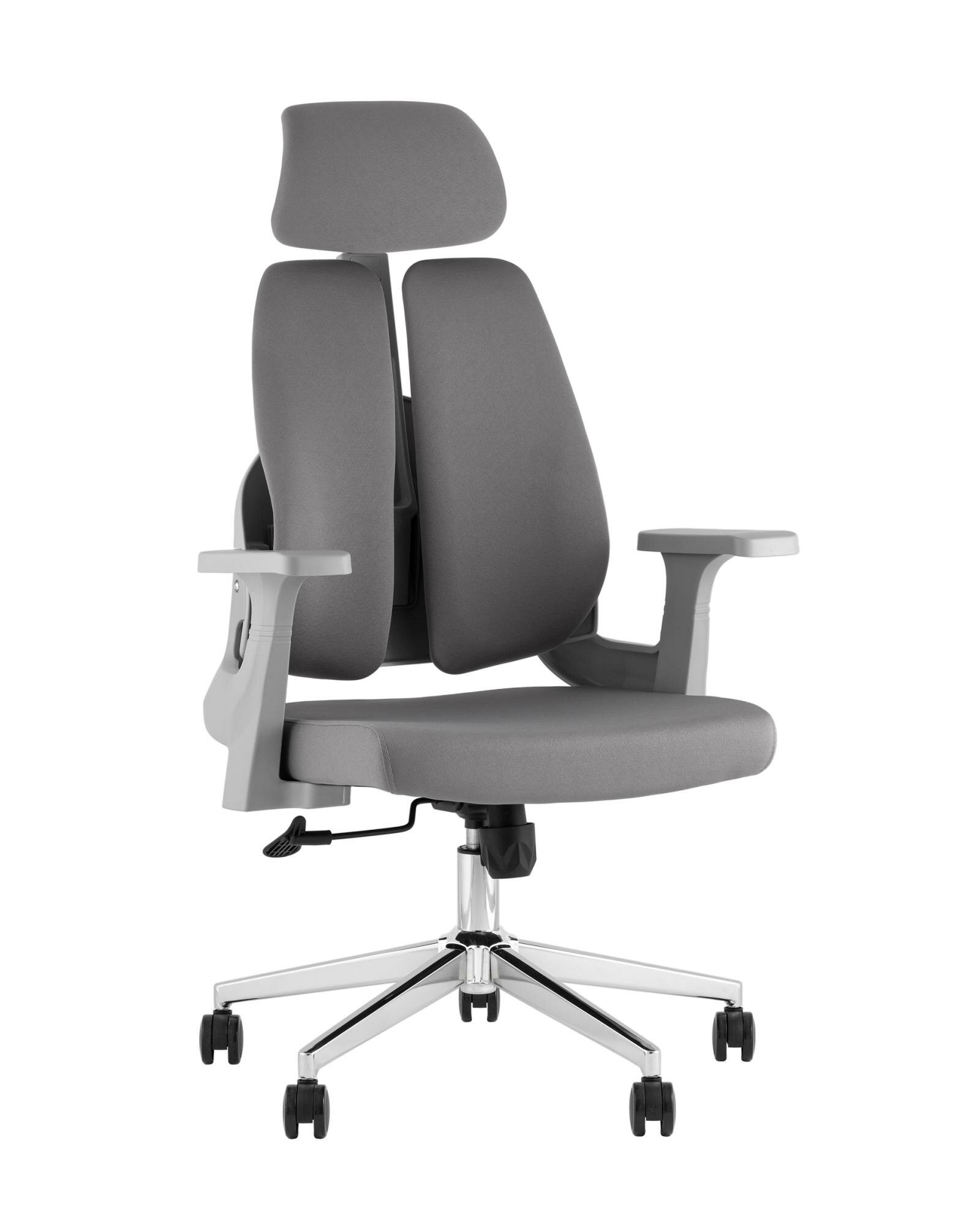 Кресло офисное TopChairs Kineo STOOL GROUP серый, ткань и металл, мягкое сиденье, с подлокотниками