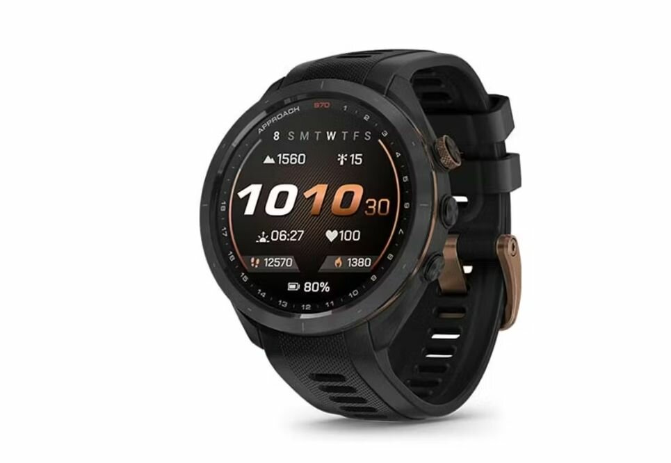 Умные часы Garmin Approach S70 47mm Bronze Bezel with Black Silicone Band