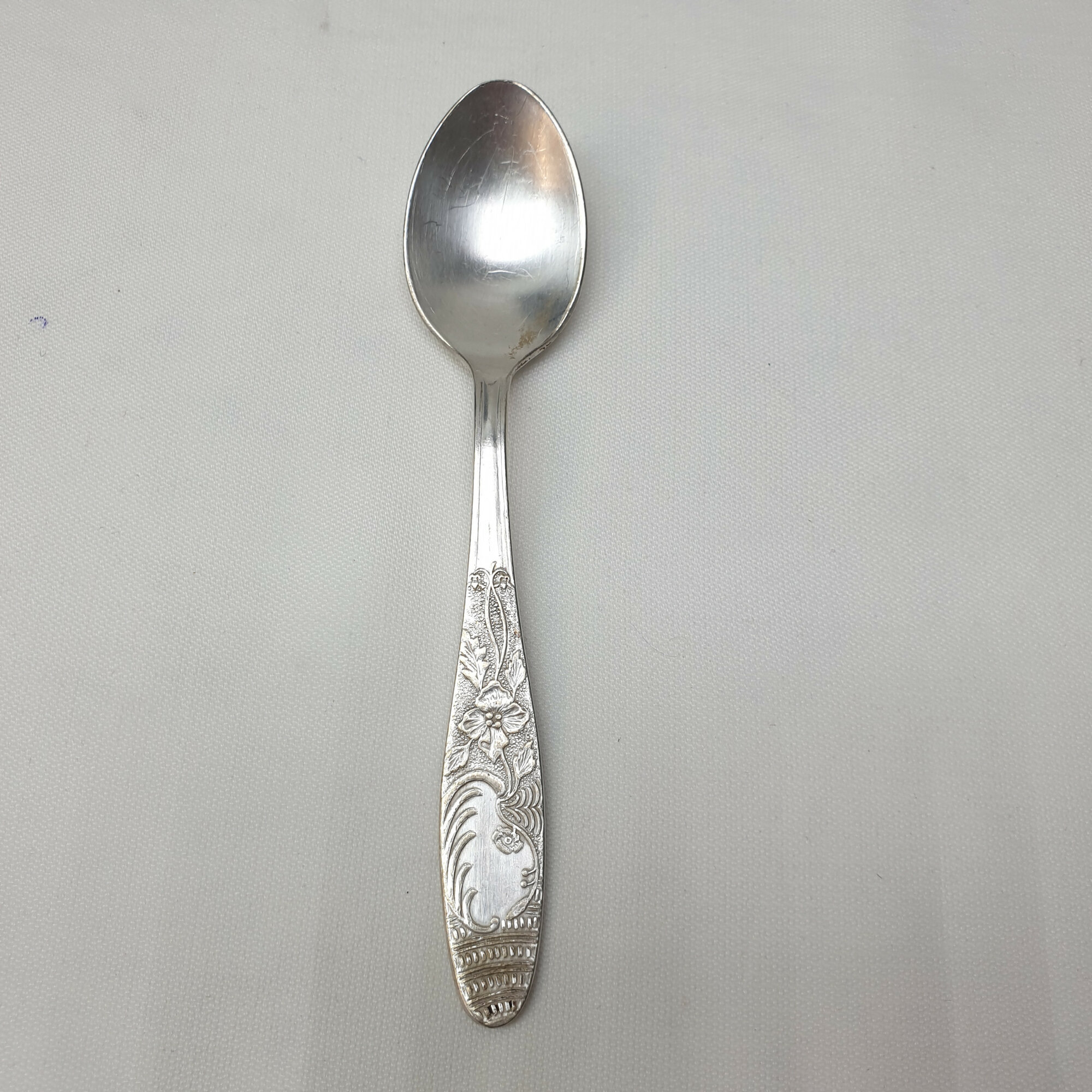 Винтажная чайная ложка Цветы, МО, мельхиор. СССР