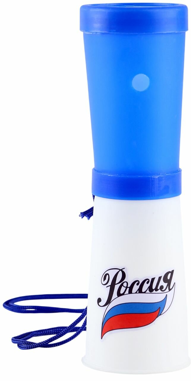 Свисток-дуделка для болельщиков "Россия" на шнурке, гудок-горн для спортивных подвижных игр на улице и соревнований, 17 см, микс