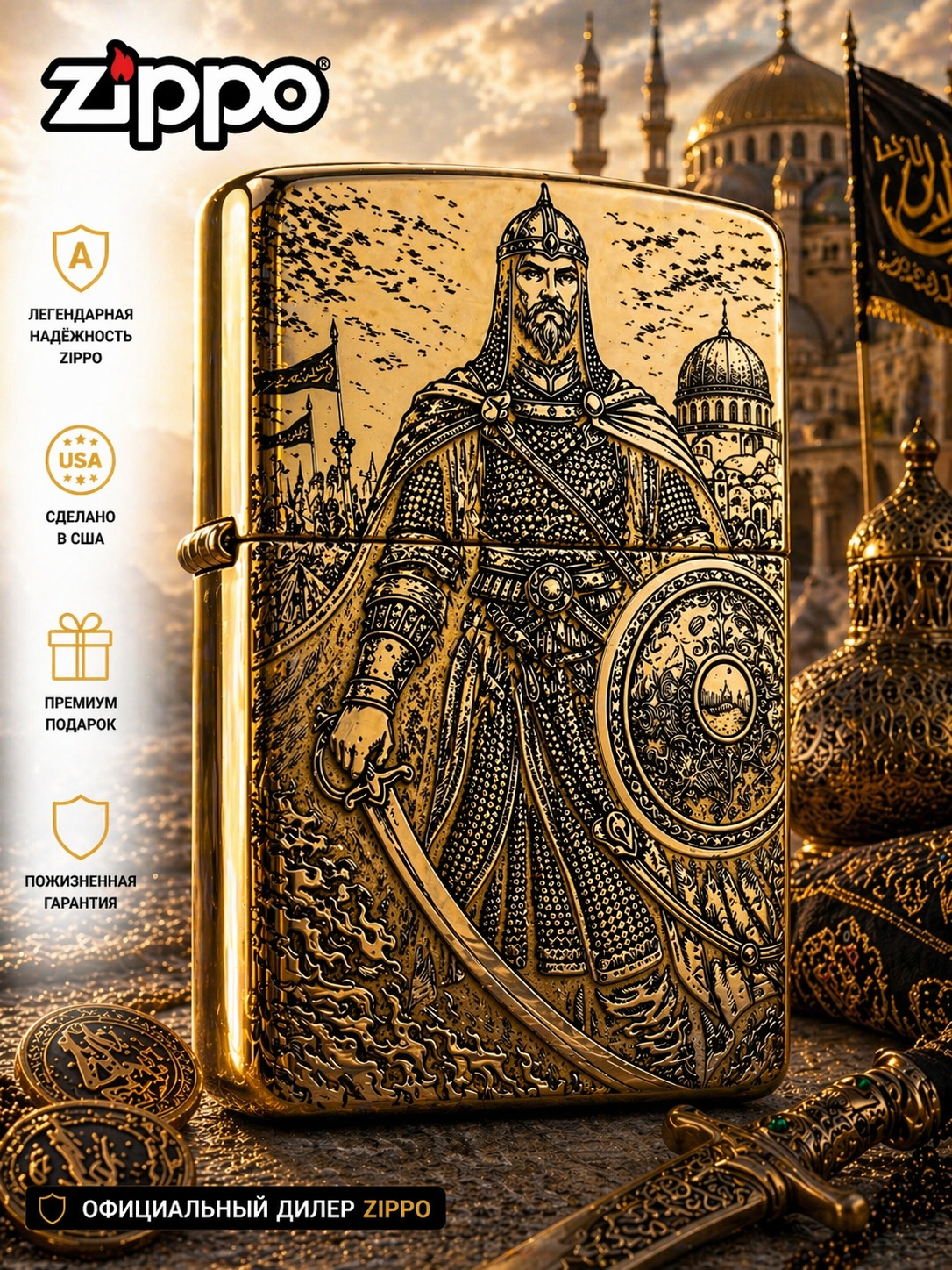 Зажигалка Zippo с гравировкой Воин Пустыни