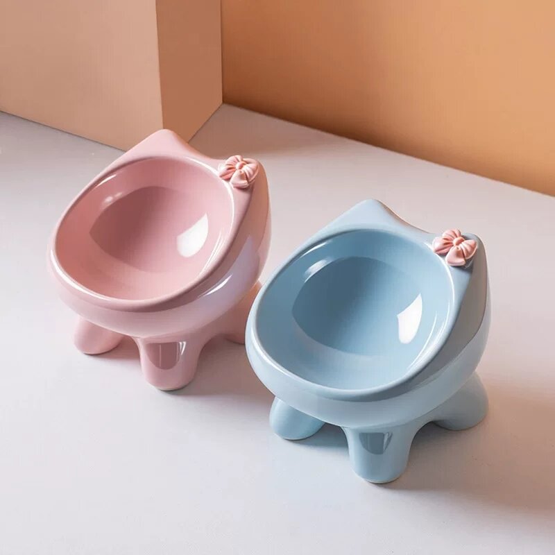 Керамическая миска для кошек, миска для корма, миска для воды, миска для корма с наклонным горлышком для защиты шеи,