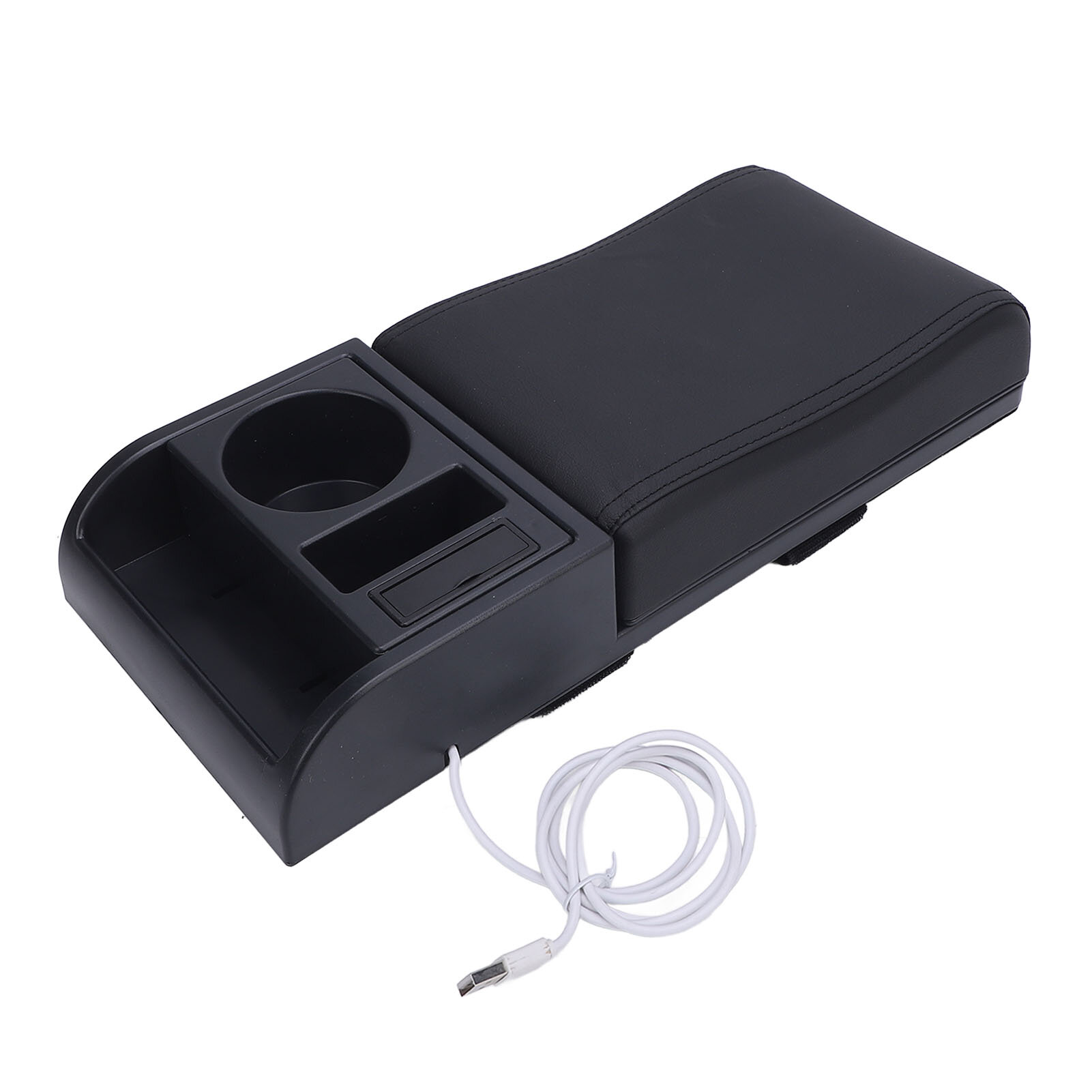 Регулируемая крышка подлокотника с USB/подстаканником, универсальная, чёрная.