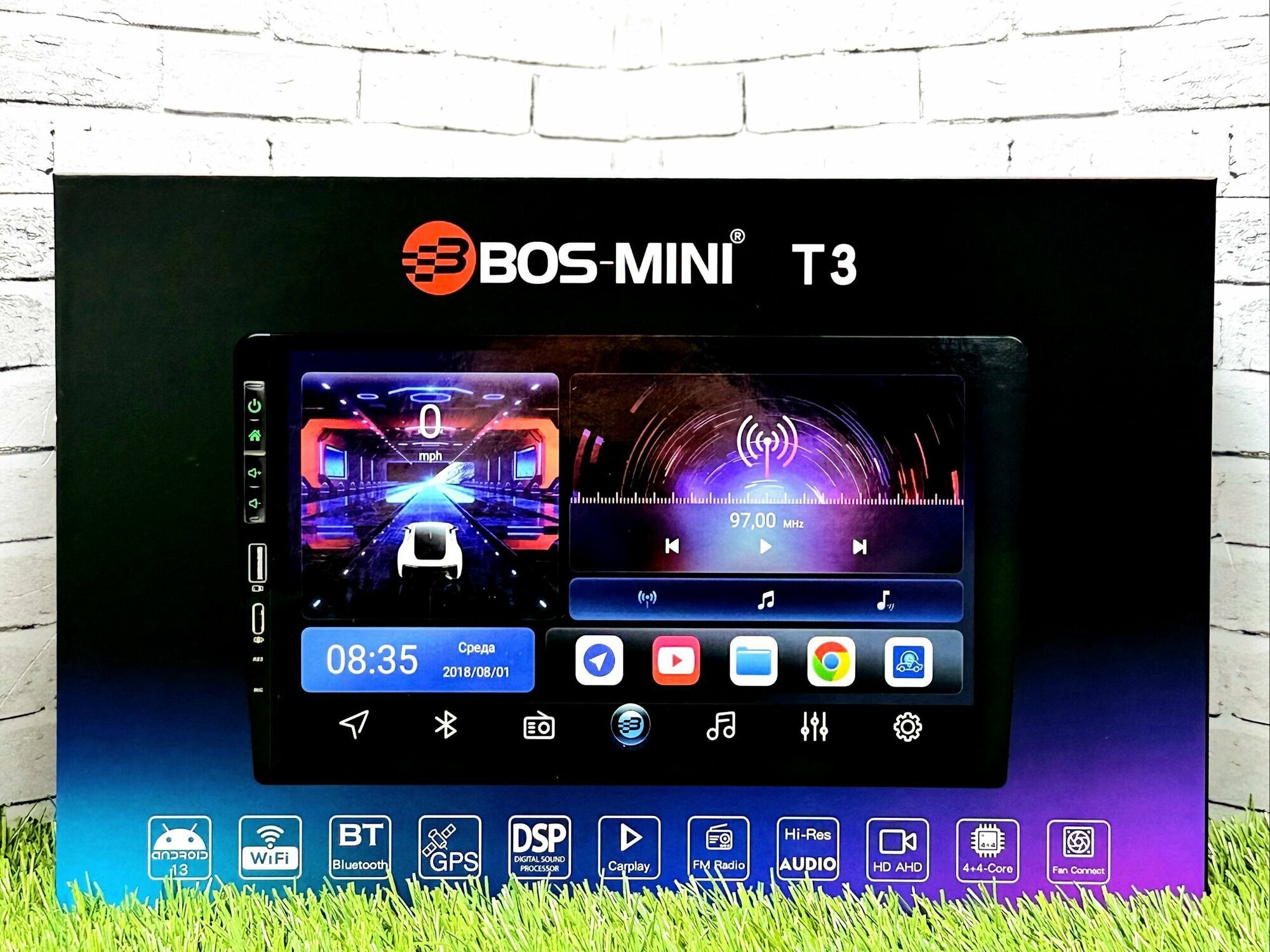 Автомагнитола Android BOS MINI T3 50W 4/64GB CarPlay Wi-Fi Bluetooth 9 дюймов с кулером охлаждения