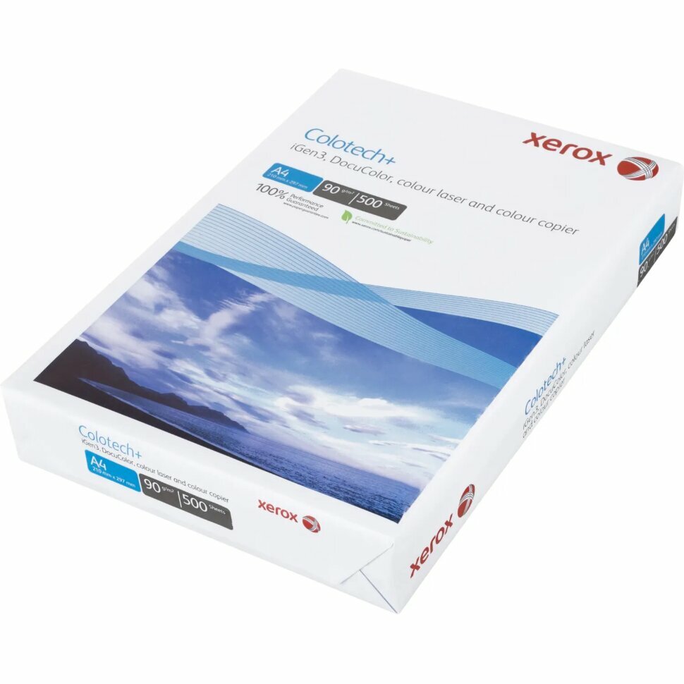 Бумага для цв. лазер. печ. Xerox Colotech + ( A4, 90 г/кв. м, 500), 1850380