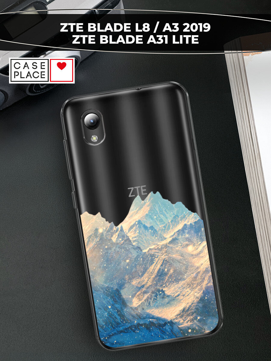 Чехол на ZTE Blade A3 (2019) / ЗТЕ Блейд A3 (2019) с принтом Горы арт 2, прозрачный