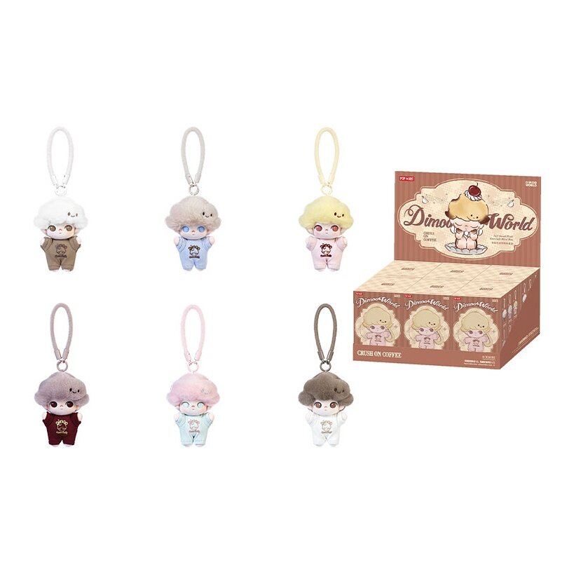 POP MART Dimoo Heartbeat Custom Collection Плюшевый брелок Слепые коробки 1 коробка Целая коробка 6 шт