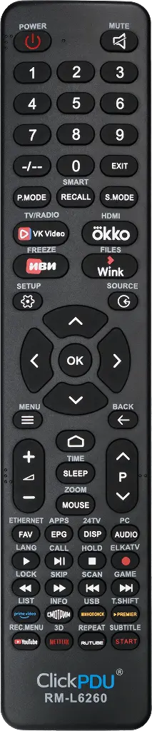Пульт ДУ ClickPDU RM-L6260 для ТВ TopDevice Hartens VR Black