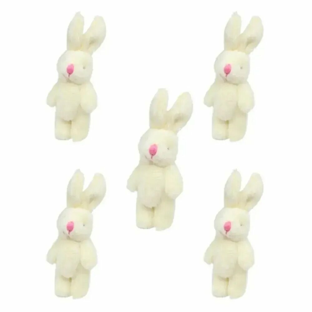 6cm Зайка плюшевый, кукольная миниатюра, игрушка для кукол, слоновая кость цвет, 5 шт.