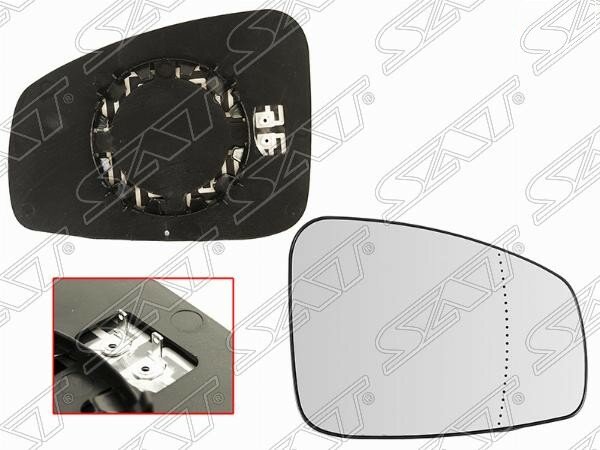 Полотно зеркала SAT ST-121-0066 Renault Fluence 09-17, Megane 08-16 справа/ Обогрев/ асферическое