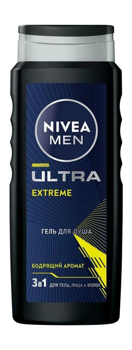 Нивея Душ-гель мужской, Ultra Extreme 2в1 для тела, лица, волос, 500 мл