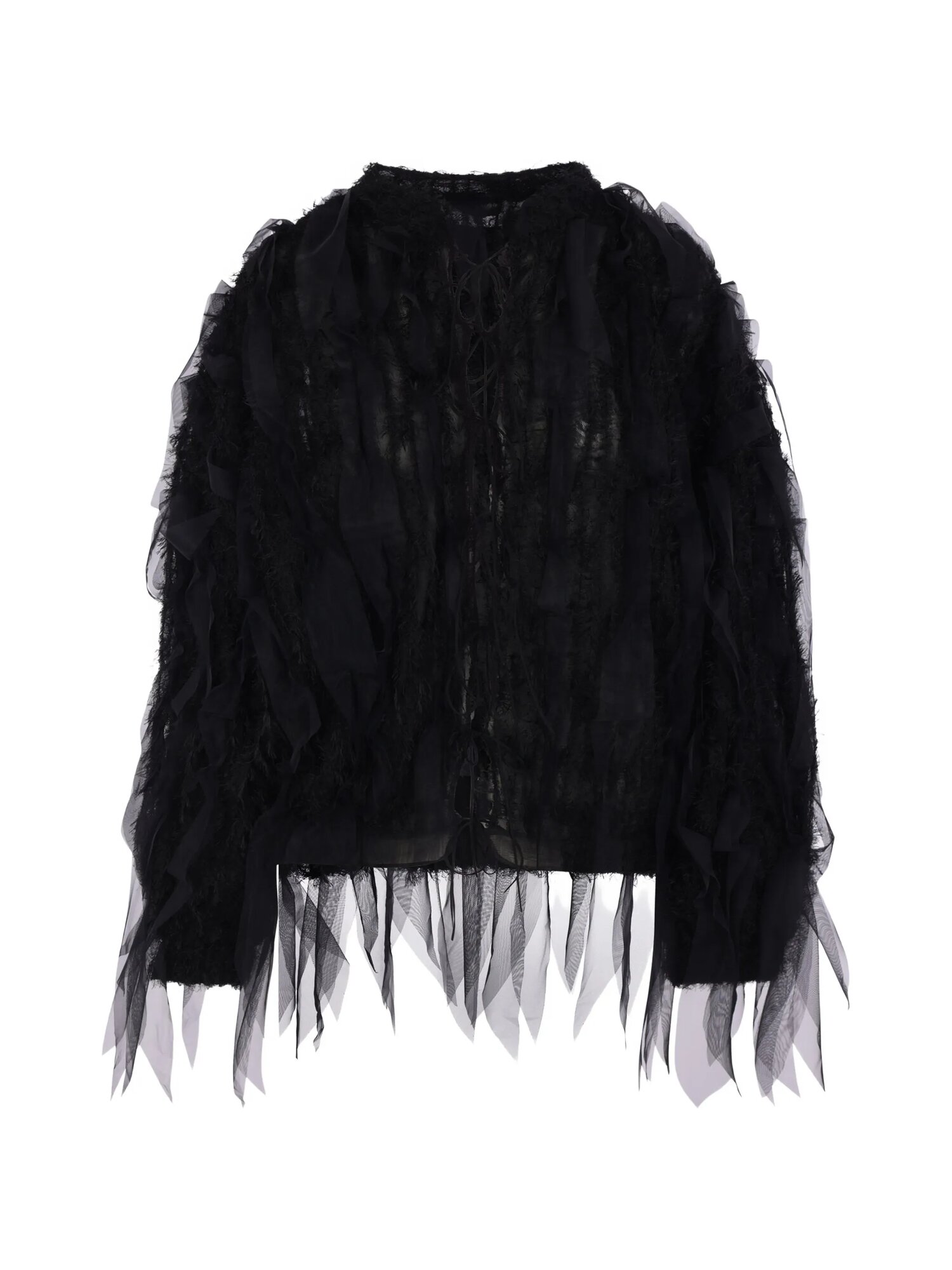 Куртка Tulle-panelled frayed jacket