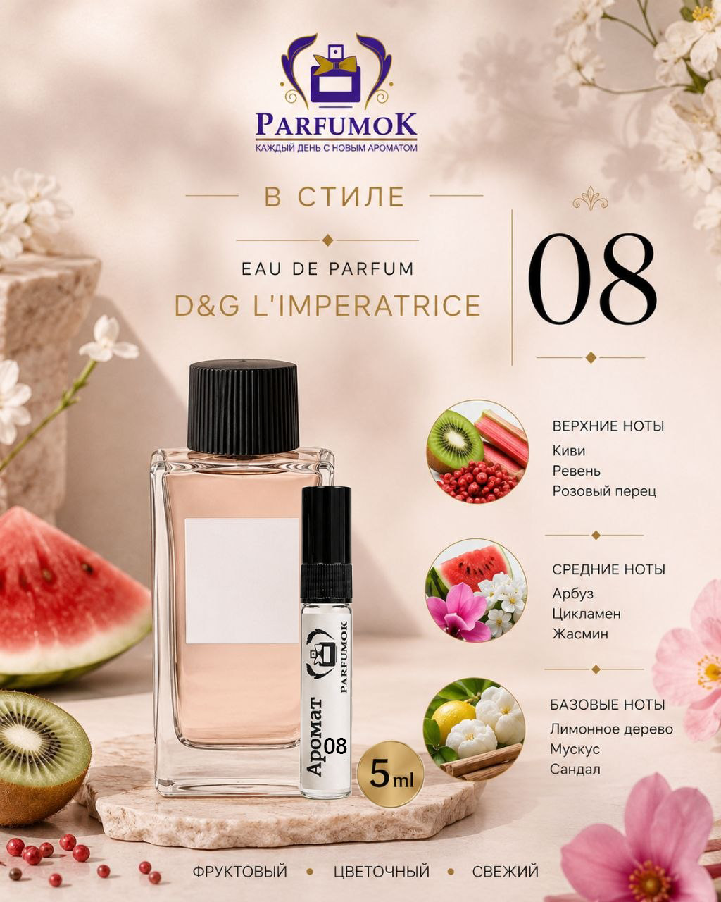 08. Духи по мотивам L`Imperatrice 5 ml ручной работы. Фруктово-цветочный, нежный, женственный.
