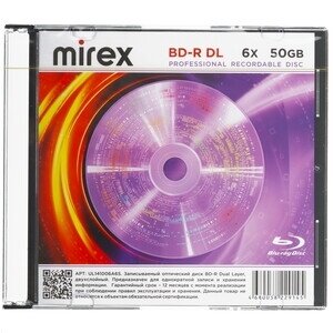 Диск BD-R Mirex 50 Gb, 6x, Slim Case (1), DL (1/50)