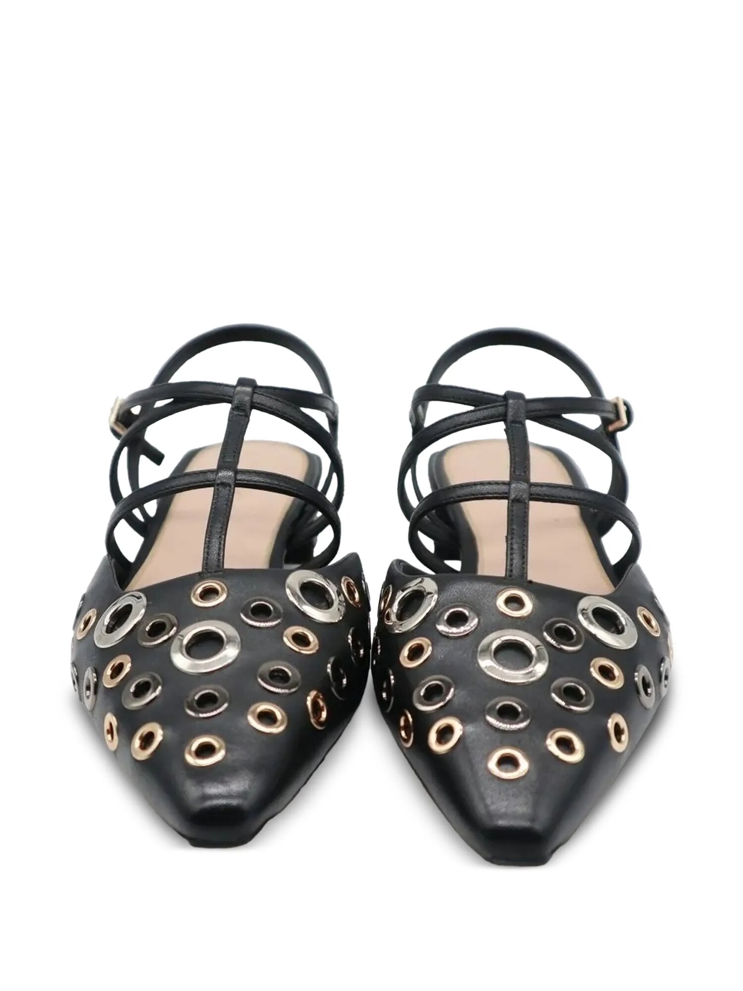 Туфли TOSCA BLU Eyelet strappy flat pumps, размер 40, black/black — фото 1
