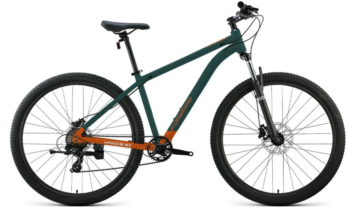 Велосипед FORWARD APACHE SX 27,5 17" 2026 тёмно-бирюзовый / оранжевый