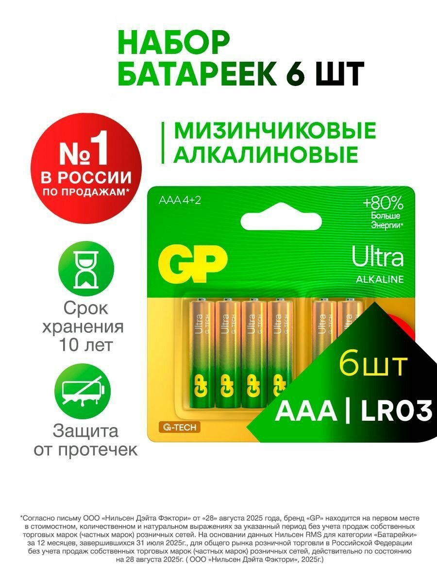 Gp ultra aaa 6 sht batareyki shchelochnye 1 5v