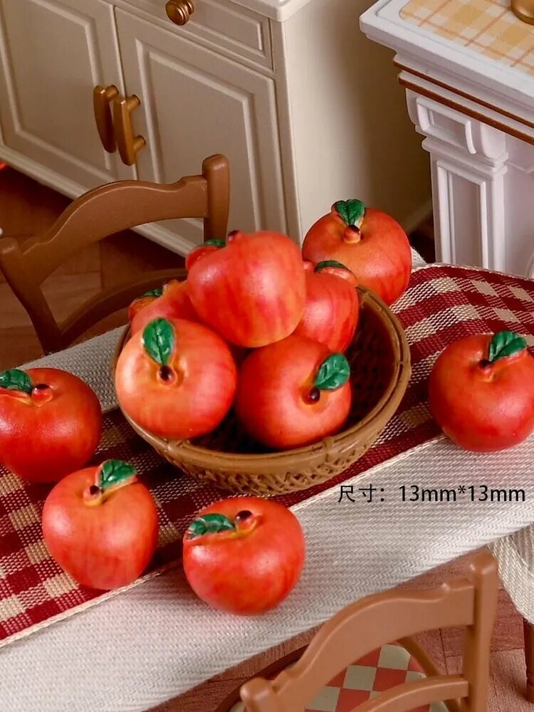 Искусственные фрукты из смолы для кукольного домика 1:12, Яблоко 10 штук