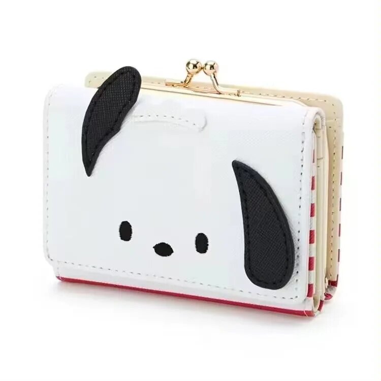 MINISO Новый милый кошелек Sanrio Hello Kitty с мультяшным рисунком, новый женский кошелек, розовый, в японском стиле, с сердечком, нефритовой собачкой, коротким замком, держателем для карт,