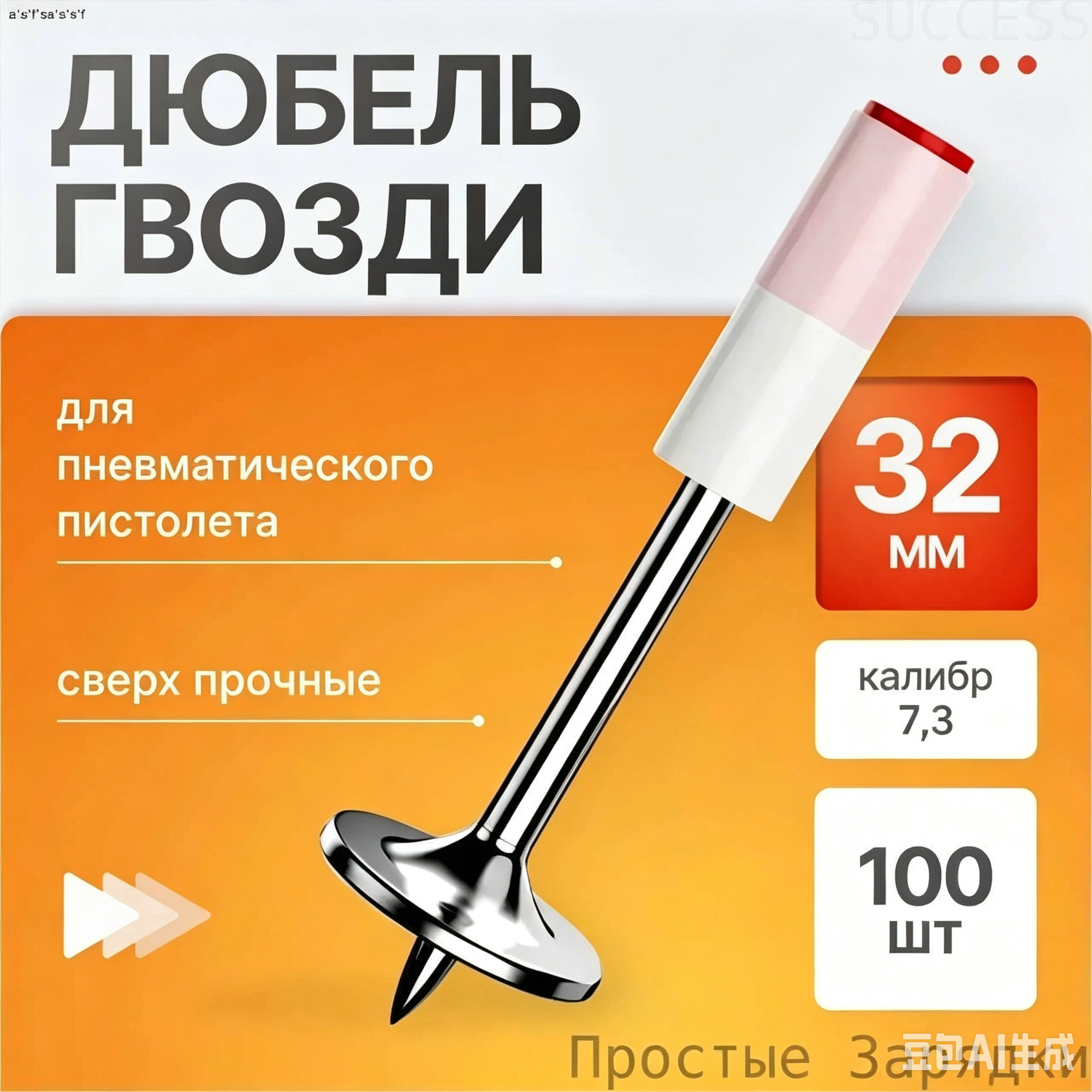 Дюбели 7.3х32 мм 100 шт. для крепления в бетоне, кирпиче и металле
