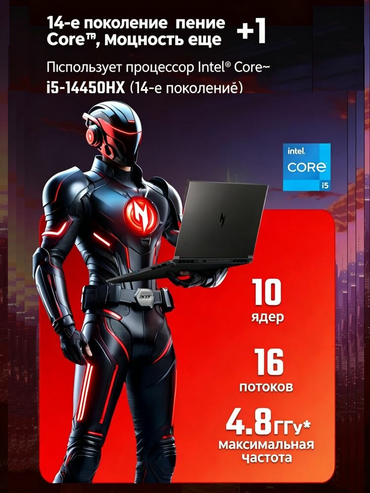 Игровой ноутбук Acer Qing 6 i5-14450HX, RTX4060, 16ГБ/1ТБ, Русская раскладка — фото 1