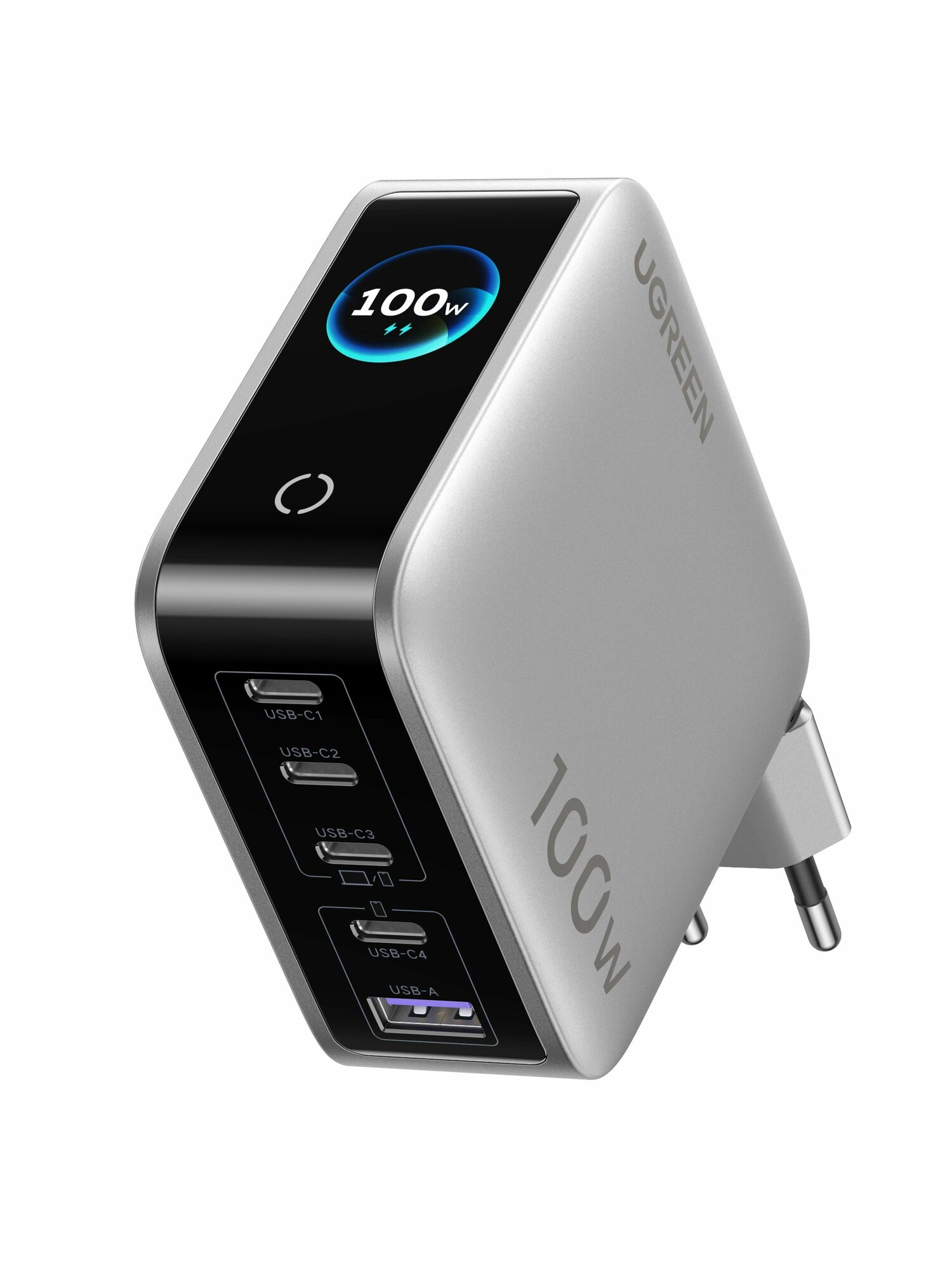 Сетевое зарядное устройство UGREEN X773 (65620B) 100W 5-Port GaN Fast Charger USB-C*4&USB-A*1 EU. Цвет: серебристо-серый