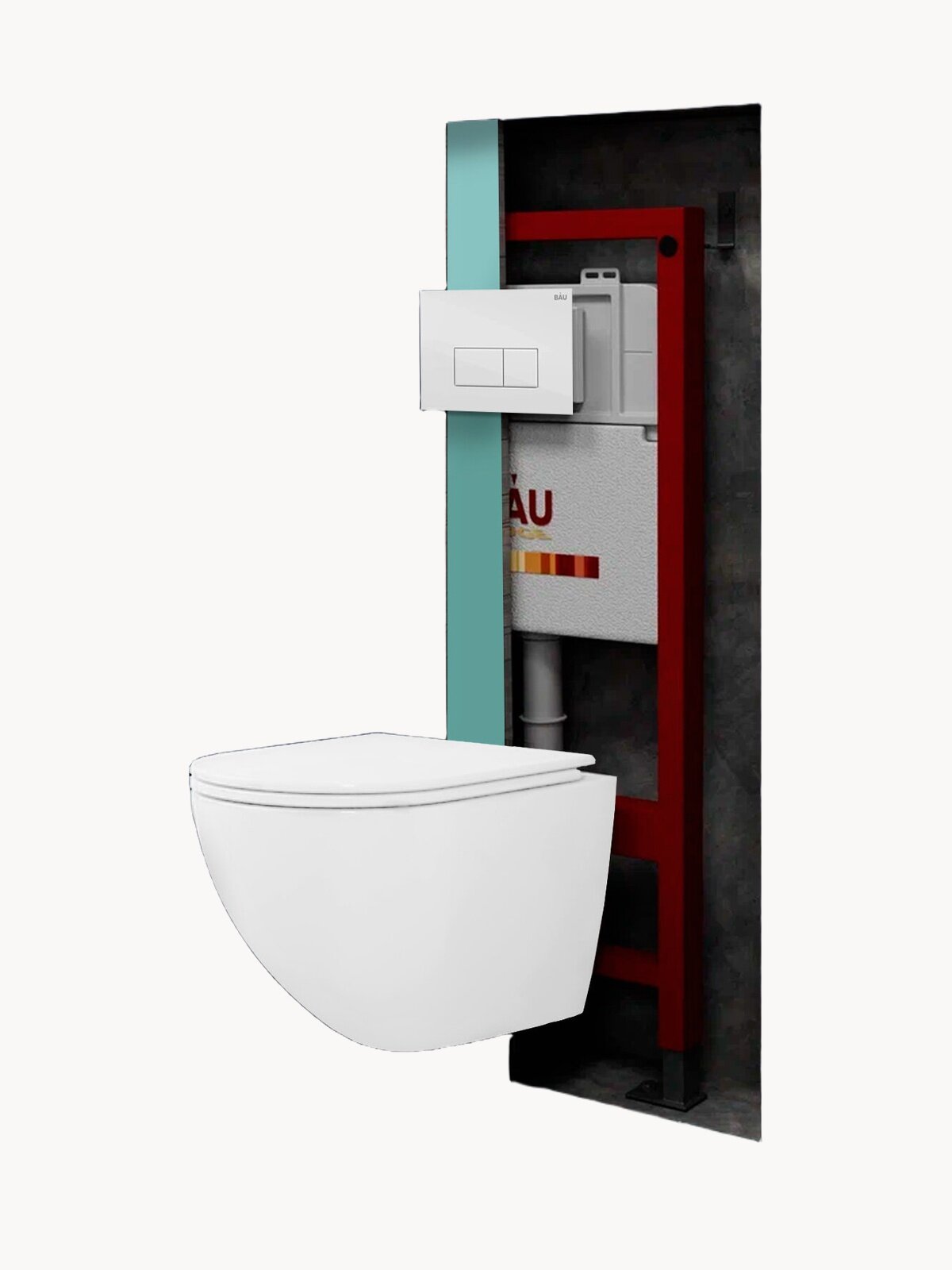 Комплект BAU 6 в 1: инсталляция BAU PRO, унитаз подвесной торнадо Bau Dream Hurricane-3, сиденье дюропласт микролифт, клавиша BAU Hotel, белый глянец