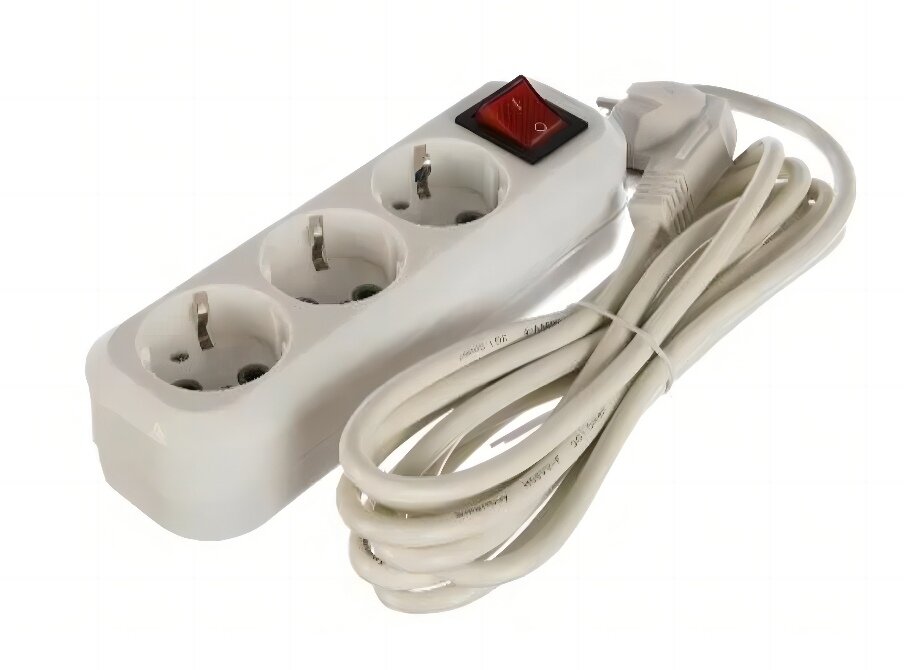 Удлинитель Smartbuy, 3 гнезда 10 м 16А/3,5 кВт с выкл. заземлением ПВС 3х1,0 (SBE-16-3-10-ZS)